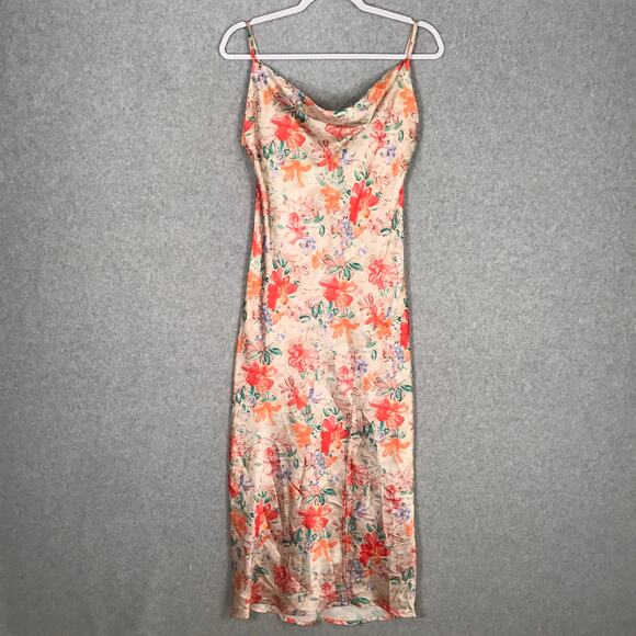 Paper Heart | Dresses | Paper Heart Slip Dress Small Peach Satin Midi ...